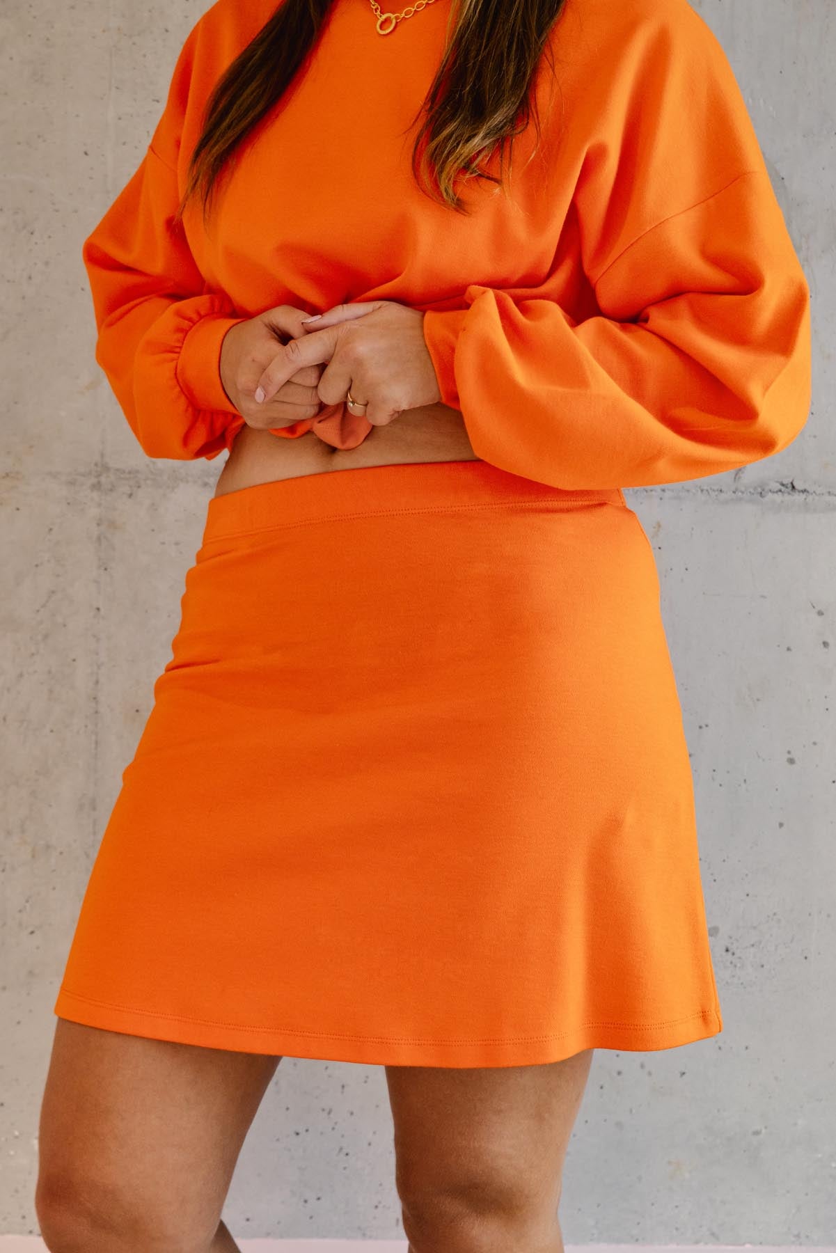 Jupe courte en maille 100% COTON BIO - Orange