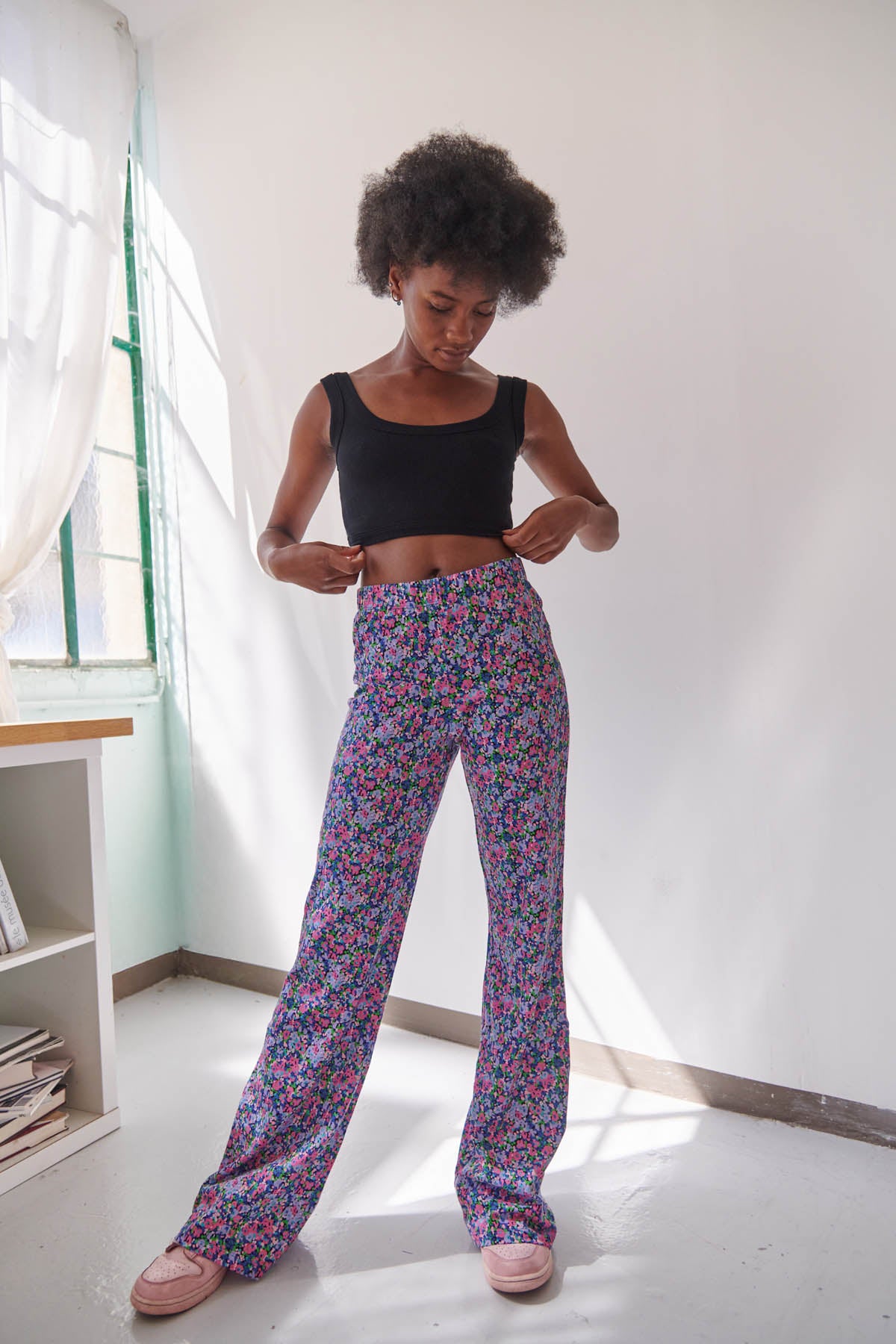 Pantalon Coton BIO Évasé - Confettis Violet